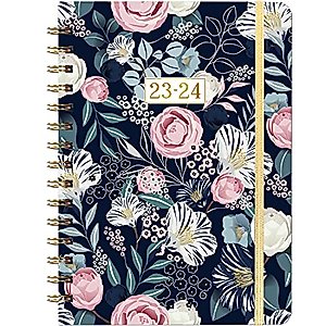 Planner 2023-2024 - Academic Planner/Calendar 2023-2024 from Jul.2023 - Jun.2024, 2023-2024 Planner Weekly and Monthly with Tabs, 6.3" x 8.4", Hardcover + Back Pocket + Twin-Wire Binding, Daily Organizer - Petunia