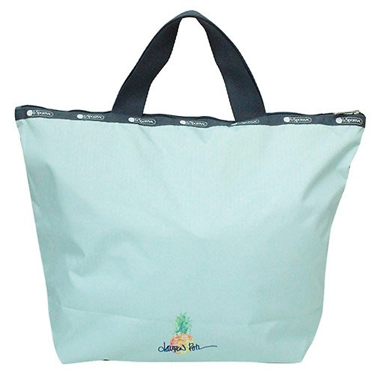 LeSportsac Lauren Roth Nanea Aloha Uluwehi HAWAII EXCLUSIVE Easy Carry Tote Crossbody + Top Handle Handbag, Style 2431/Color K611, Aloha Placement Print - Vibrant Tropical Flowers & Signature Pineapple, Lauren Roth Signature Printed on Pattern