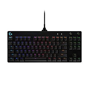 Logitech G PRO Mechanical Gaming Keyboard, Ultra Portable Tenkeyless Design, Detachable Micro USB Cable, 16.8 Million Color LIGHTSYNC RGB Backlit Keys