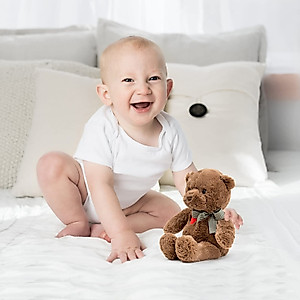 Adorlynetty 11.4” Small Teddy Bear with Heart Cute Brown Teddy Bear Stuffed Animals for Valentines Day Soft Bear Plushie Toy Stuffed Bear Plush Gifts for Girlfriend Kid