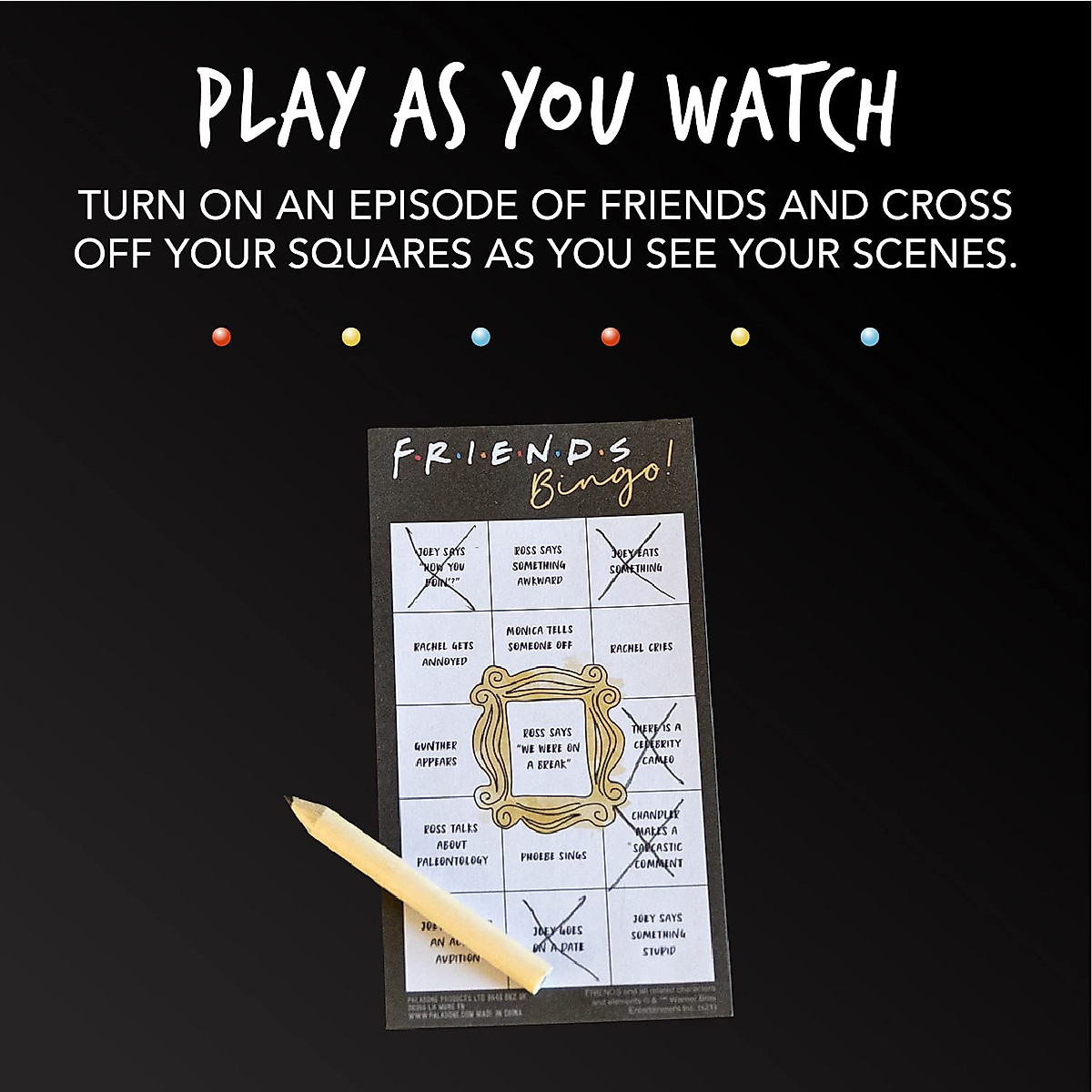 Paladone Friends TV Show Bingo Game - Play While Watching Your Favorite Show - Great Party Game, Red, PP8204FR