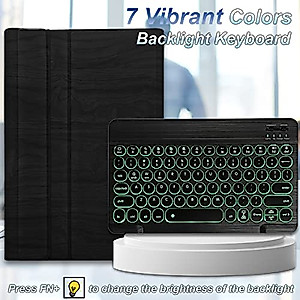 REAL-EAGLE Galaxy Tab S8 2022/ S7 2020 11 Inch Backlit Keyboard Case, 7 Color Backlight Detachable Wireless Keyboard with Filo Case Fit Samsung Galaxy Tab S8/ S7 SM-X700/X706/T870/T875/T876,Black