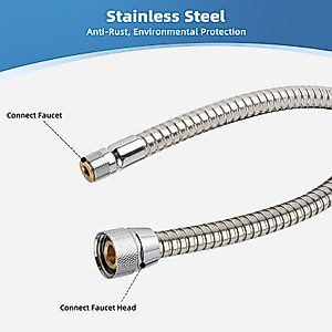 46174000 Grohe Kitchen Faucet Hose Replacement, 59 Inches StarLight Chrome Finish, Ladylux Metalflex Hose For Grohe K4 K7, Bridge and Ladylux Cafe, Alira Sink Faucet