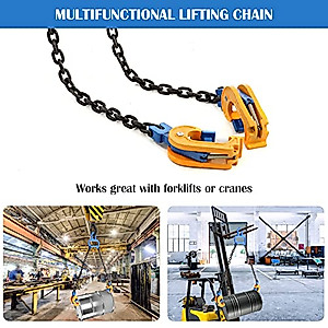 POWLAB Upgraded Chain Drum Lifter Load Capacity 1 Ton with Carbon Steel Lifting Chain and Widen Hook for Crane/Forklift Hoist Crane Metal/Plastic Barrel Lifting 55 Gallon Drums Double Lifting Chains