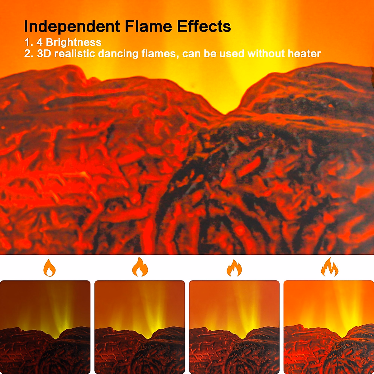 RealSmart Electric Fireplace Heater 22'' Freestanding Fireplace Stove Infrared Fireplace with 3D Flame Effect Remote Control, Timer, Overheating Protection Heater for Indoor Use Brown