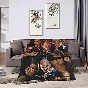 Hamklla Shemar Moore Collage Blanket Ultra-Soft Micro Fleece Blanket Warm Cozy Plush Bed Blanket Lightweight Sofa Throw Blanket, Black, 50'x40'