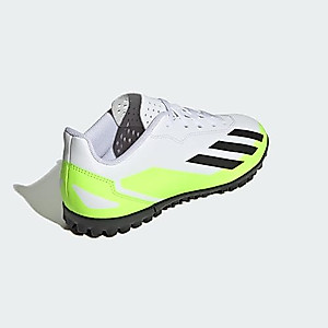adidas X Crazyfast.4 Turf Sneaker, White/Core Black/Lucid Lemon, 5.5 US Unisex Big Kid