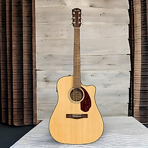 Fender CD-140SCE Dreadnought Cutaway Acoustic Electric Guitar, with 2-Year Warranty, Fishman Pickup and Preamp System, Natural, with Case