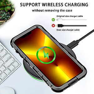 Saupsitnz iPhone 13 Pro Max Metal Waterproof Case with Built-in Screen Protector, Aluminum Metal Tough Cover Drop Tested Shockproof Dustproof Sturdy Durable Protective Case for iPhone 13 Pro Max,Black