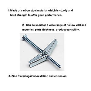 cSeao 22 Pieces Heavy Duty Drywall Ceiling TV Anchors Toggle Bolt Assortment Kit, 1/8" 1/4" 3/16" Spring Loaded Hollow Wall Inserted Bolt Wing Nuts