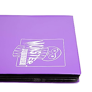 Monster Protectors 9 Pocket Trading Card Binder - Matte Purple Album, Anti-Theft & Anti-Drop TCG Protection w Side Loading Pockets, Double Sided, Holds 360 Cards, Sports, Gaming, Kpop, Christmas Gift