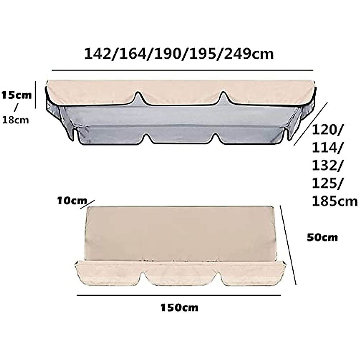 GBEN Swing Canopy Replacement Waterproof UV Resistant Durable Removable Swing Cover with Swing Chair CoverPatio Canopy Swing Cover for Outdoor (No Steel Frame) 22.6.17