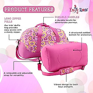 Emily Rose Dance Kids Duffle Bag, Girls Duffle Bag for Kids, Pink Kids Travel Bag, Toddler Dance Bag Girls, Gymnastics Bag, Ballet Bag, Weekender Bag, Sleepover Bag, Overnight Bags, Kids Gym Bag