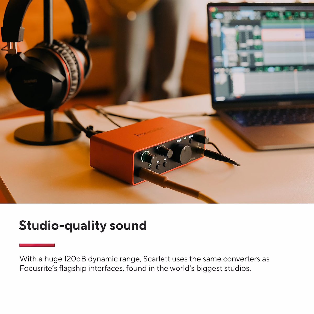 Focusrite Scarlett 2i2 Studio 4th Gen USB Audio Interface Bundle for the Songwriter with Condenser Microphone and Headphones for Recording, Streaming, and Podcasting (Renewed) (Renewed)