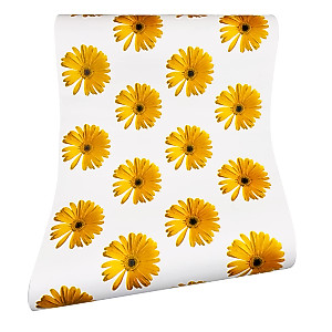 Yifely Peel & Stick Shelf Liner Removable Countertops Paper for Covering Apartment Old Drawer Cabinets, Yellow Daisy, 17.7 Inch by 9.8 Feet
