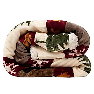 Carstens Soft Sherpa Plush Throw Blanket, Tall Pine Collection