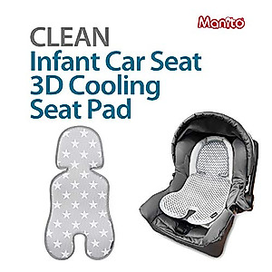 Manito Clean Infant Carseat 3D Mesh Seat Pad/Cushion/Liner (Star Grey)