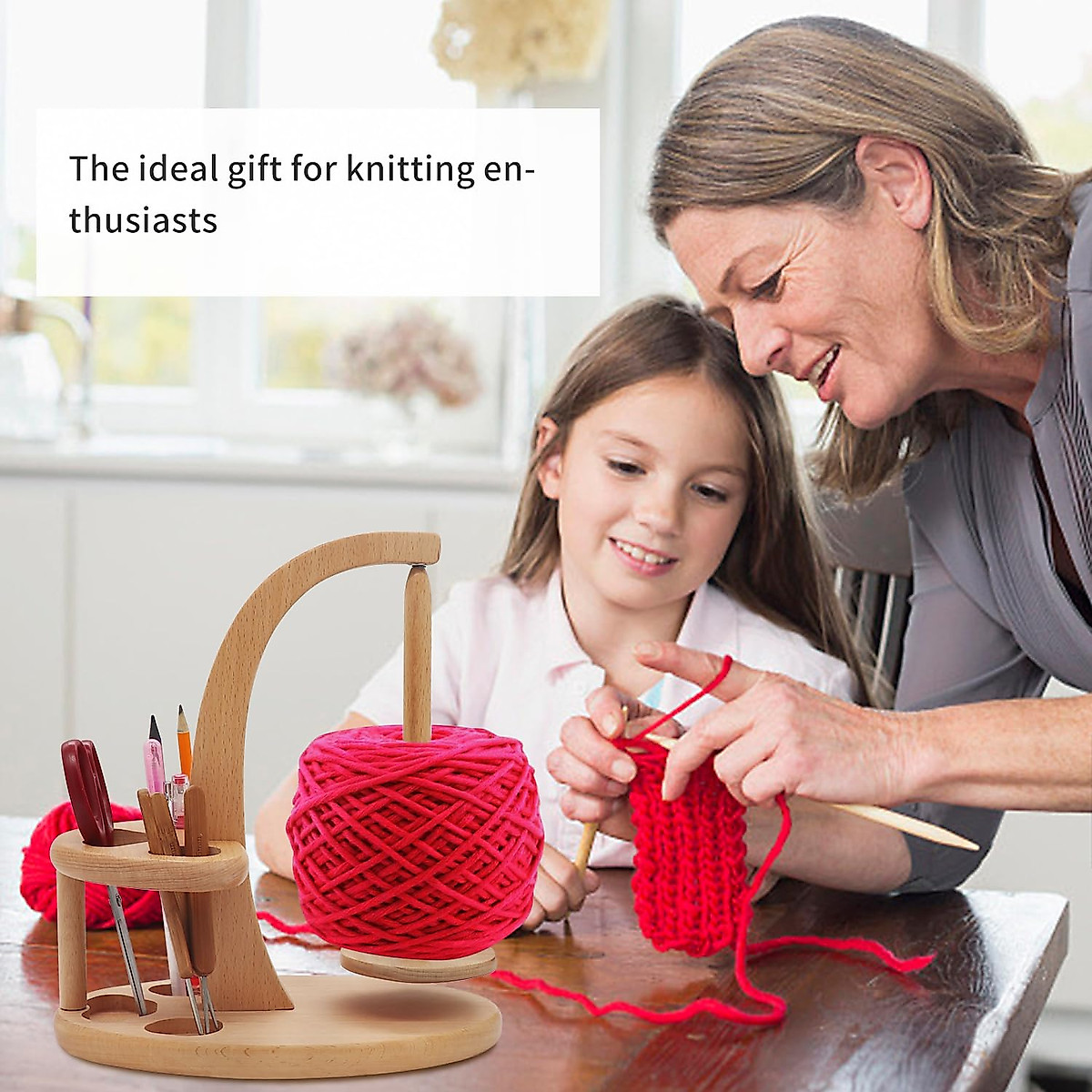 Wooden Frames for Knitting and Crocheting, Crocheting Tools for Knitting Enthusiasts, Wooden Spinning Machines for Crocheting,Yarn Holder for Knitting and Crocheting