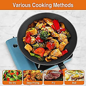 Anyfish Nonstick Wok 13.1 inch Stir-fry Wok Pan with Lid Pre-seasoned Carbon Steel Wok with Silicone Spatula No Chemical Coating Chinese Wok Flat Bottom for Induction, Coil Top, Electric, Gas Stove