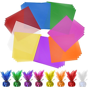 Cellophane Wrap, 120pcs Cellophane Sheets, 8 Multi-Colors Colored Cellophane, 7.5x7.5 Inch Transparent Colored Plastic Wrap, Colored Cellophane Wrap for Christmas Valentine DIY Arts Crafts Decorations