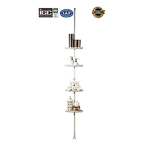 Prince Hanger, One Touch Adjustable Corner Shower Caddy, PHUS-0081, White, Coated Steel, Made in Korea