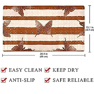 Bath Tub Shower Mat - Anti-Slip PVC Material 15.1x26.8 in, Gentle Cushioning Quick Drying Suction Cups Reliable Solution - Stripes and Butterfly Patterns Non-Slip Floor Mat