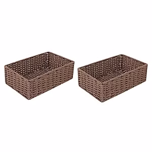 Cabilock 2pcs Paper Rope Basket Toilet Paper Storage Basket Woven Storage Basket Decorative Storage Baskets Seagrass Storage Basket Wicker Storage Bins Multipurpose Organizer Bin Iron Table