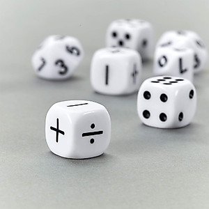 18 Pieces Teaching Dice Set, Include Operation Dice, Number Dice and Other Dice for Math Teaching Classroom Supplies