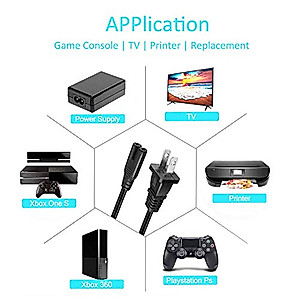 UL Listed XINYUWIN 2 Prong Power Cord 6ft Compatible with HP Envy/OfficeJet; Canon Pixma/Maxify; Epson Stylus/Workforce / Expression Premium/Artisan Printer; Brother/Dymo Label Writer