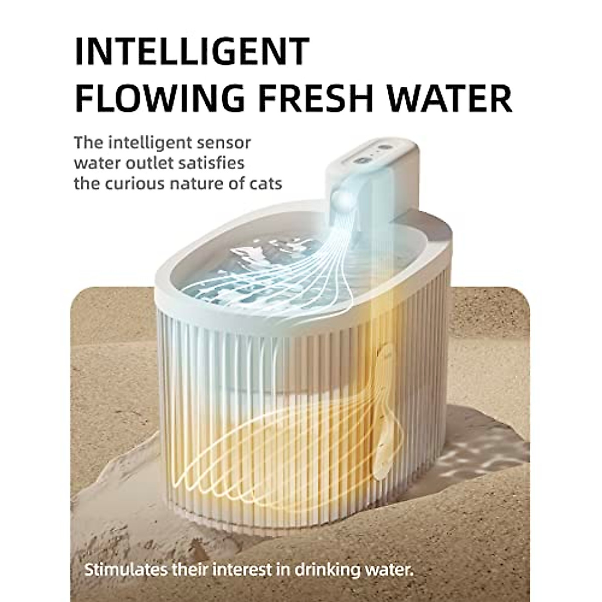 PET MARVEL Cat Water Fountain Wireless Battery Operated 85oz/2.5L with 3PCS Filters, Automatic Water Dispenser for Cats, Water Fountain for Cats Pet Inside Large Capacity Easy to Clean and Assemble