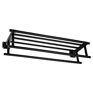Mind Reader Alloy Collection, Wall-Mount Towel Rack with 2 Bars and Top Shelf, Drying Rack, Metal, Black