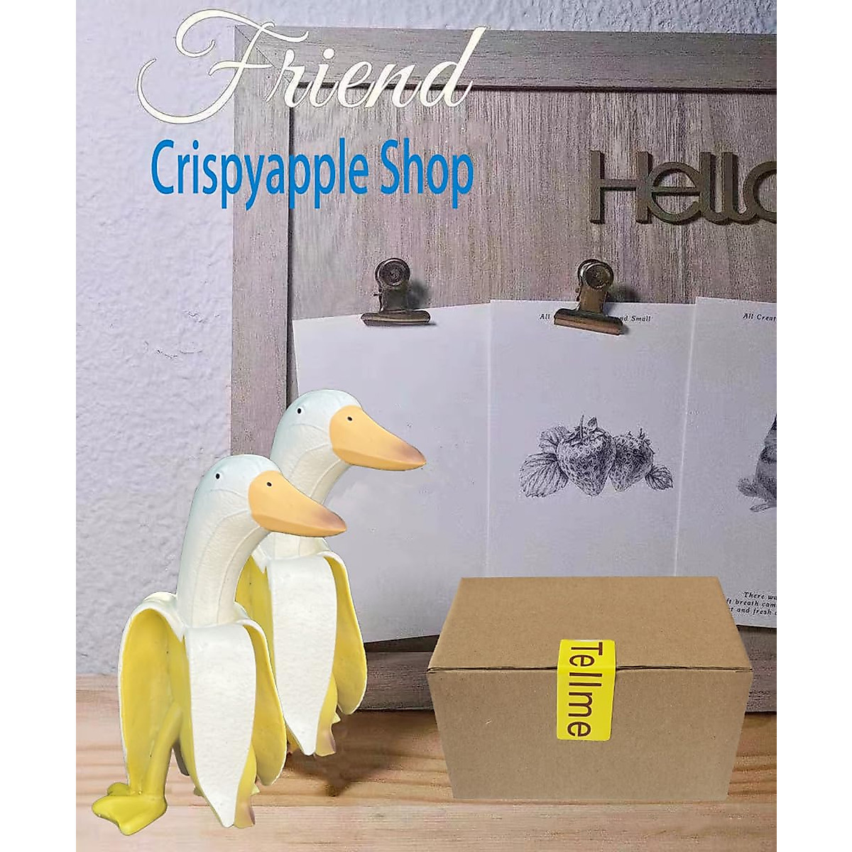 Tellme 2 PCS Banana Duck Statues, Creative Whimsical Garden Art Resin Sculptures, Cute Ducks Gnomes Decor for Room, Porch, Office, Home, Funny Outdoor Naughty Banana Ornament, Personalized Gifts.