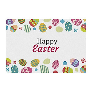 TUNKENCE Indoor Doormat Absorption Non-Slip Kitchen Water Flannel Eggs Easter Carpet Bathroom Decor Shag Rugs for Bedroom Area Rug Valentine's Doormat