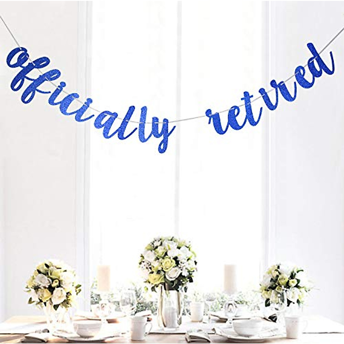 Starsgarden Retirement Party Banner, Happy Retirement, I'm Retired, Goodbye Tension Hello Pension, Goodluck We Will Miss You Retirement Party Hanging Paper flag(Blue Retired)