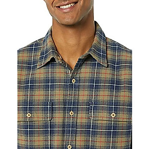 Goodthreads Men's Slim-Fit Long-Sleeve Stretch Flannel Shirt, Dark Blue/Multi Color/Plaid, Large