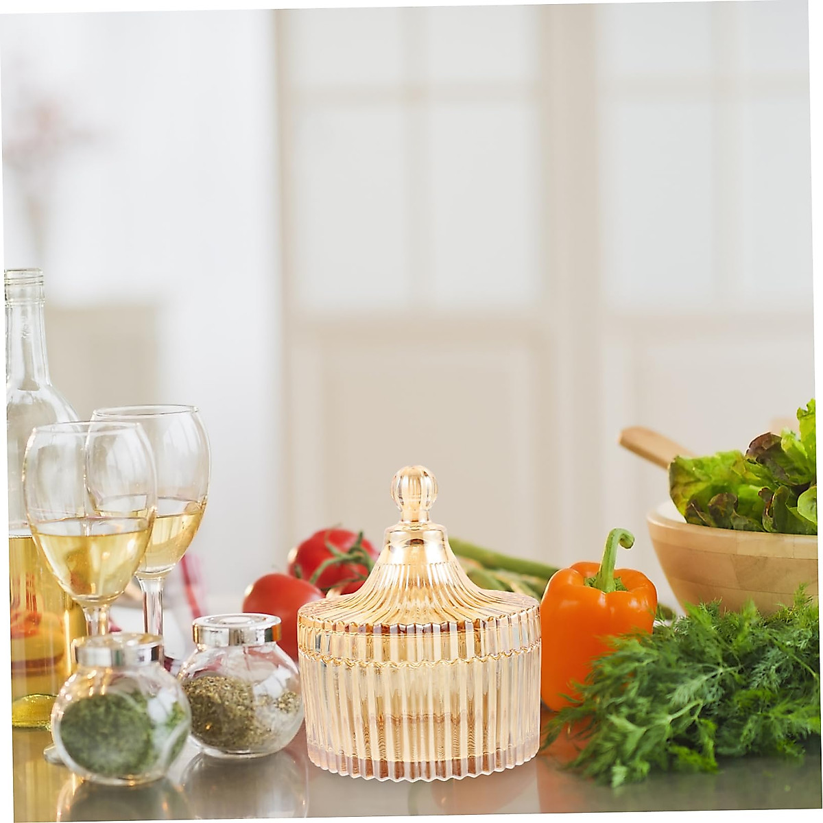 FELTECHELECTR Candy Dish with Lid Covered Candy Bowl Swab Bottle Decorative Storage Jar Ideal for Elegant Candy Container for Sweets and Treats