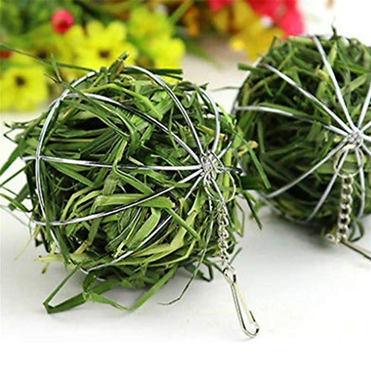 NEISHUI Stainless Steel Ball for Plating Pet Hay Manger Food Ball Rabbit Hamster Grass Rack(Not Including hay)