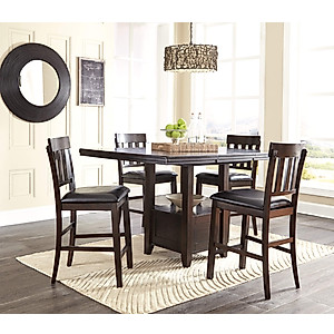 Signature Design by Ashley Haddigan Traditional Rectangular 36" Counter Height Dining Extension Table, Dark Brown