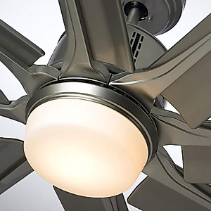 Luminance kathy ireland HOME Aira Eco LED 72 Inch Ceiling Fan | Large Indoor/Outdoor Fixture with Integrated Lighting | Modern 8 Blade Design with 6-Speed Wall Control | Damp Rated, Platinum