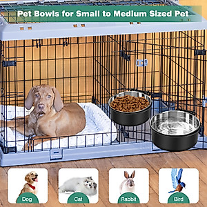 Dog Crate Water Bowl No Spill, 2 Pack Dog Crate Bowls Hanging, Kennel Water Food Bowls Mountable, Pet Cage Accessories Feeder Dish, Large Stainless Steel Coop Cup for Cat Puppy Bunny Guinea Pig Ferret