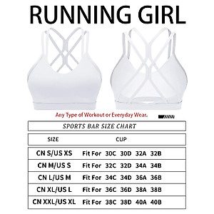 RUNNING GIRL Strappy Sports Bra for Women Sexy Crisscross Back Light Support Yoga Bra with Removable Cups White