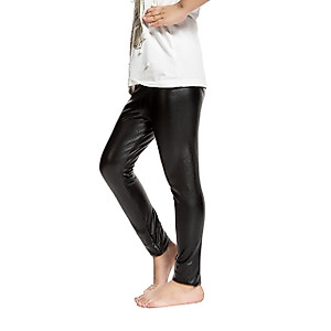 Messy Code Baby Black Pants Faux Leather Leggings for Toddlers Black XL(3-4Y)