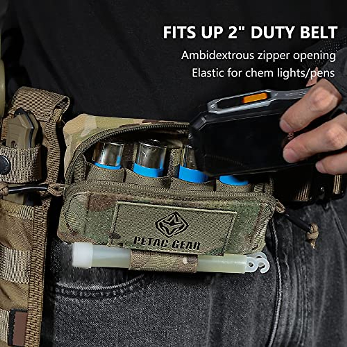 PETAC GEAR Tactical Molle Admin Pouch, Small Organizer Pocket for Tactical Vest/EDC Gun Belt/molle Platform. (MC)