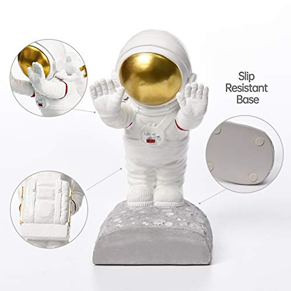 Kakizzy Astronaut Bookends for Kids, Space Bookends Astronaut Decor Decorative Book Ends for Space Decor Gold Home Decor(Astronaut A-Gold)