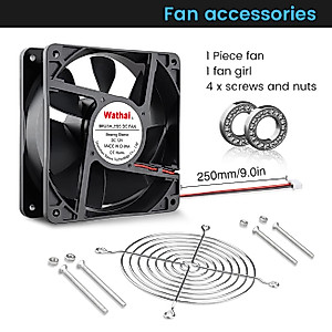 Wathai 120mm x120 x 38mm 12V 2Pin Dual Ball 12cm Industrial Cooling Fan High Airflow