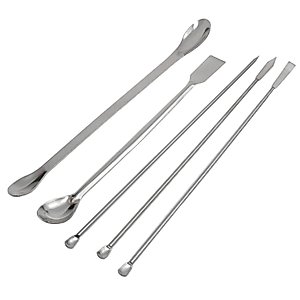 yukata 1Set Stainless Steel Sampling Scoop Micro Lab Spatula Micro Sampling Scoop Laboratory Scoop Laboratory Supplies (pack of 5)
