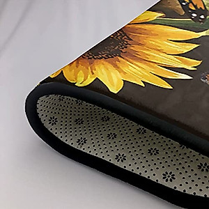 Beautiful Sunflower and Butterfly Area Rug for Living Dinning Room Bedroom Kitchen, Nursery Rug Floor Carpet Yoga Mat