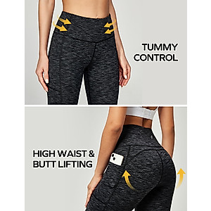 Ewedoos Womens Yoga Pants High Waisted Leggings with Pockets Workout Leggings for Women Tummy Control Compression Pants Charcoal