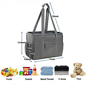 Alameda Standing Large Utility Tote Bag with Metal Wire Frame: Collapsible Tote with Reinforced Bottom and Sides, Structured, Heavy Duty, Sturdy