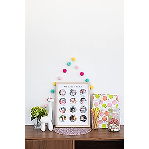 Pearhead Baby's First Year Photo Frame, Monthly Growth Baby Picture Frame, Gender-Neutral Baby Frame, Wooden